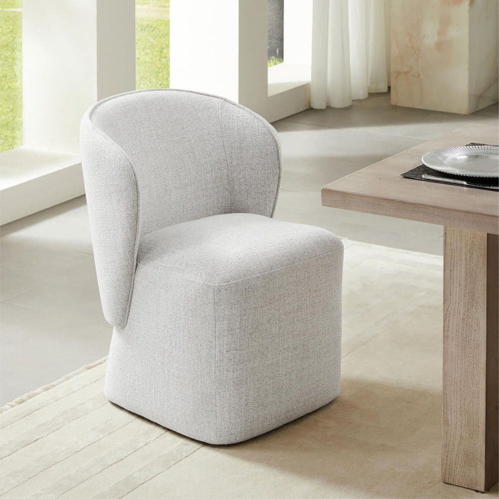 Spruce & Spring Maxwell Beige Fabric Dining Chair with Casters and Wrap ...
