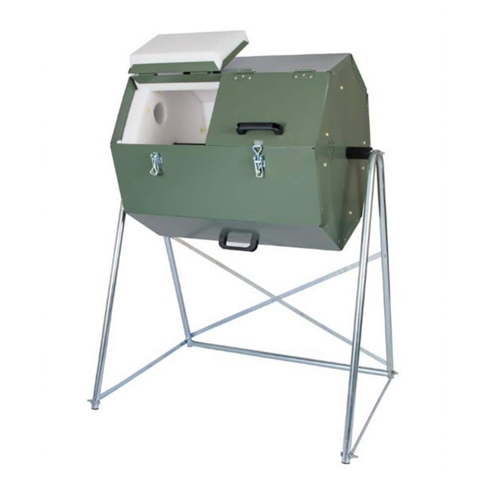 33 Gal. Green Outdoor Dual Chamber Steel Compost Tumbler Bin JK125 ...