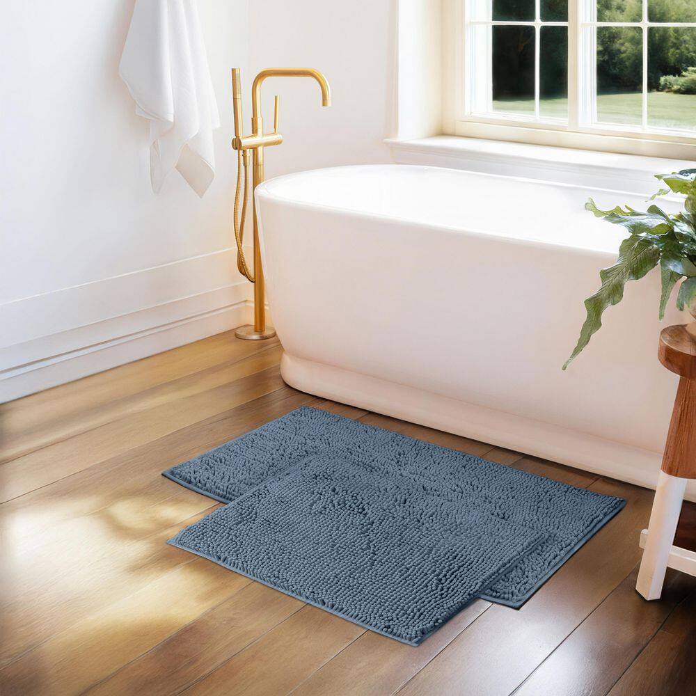 Becky Cameron Ultra Soft Light Blue 2-Piece Chenille Bath Mat Set SHP ...