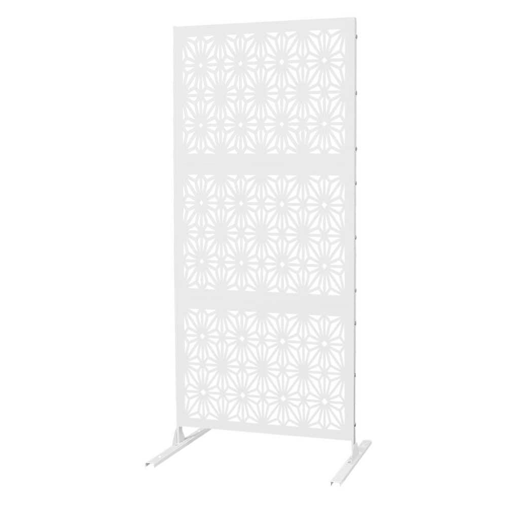 YIYIBYUS 6.2 ft. x 2.9 ft. White Metal Steel Privacy Screen ...