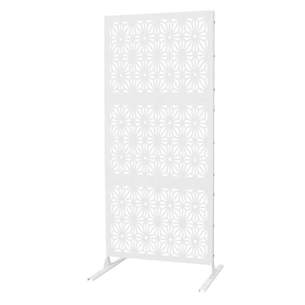 YIYIBYUS 6.2 ft. x 2.9 ft. White Metal Steel Privacy Screen ...