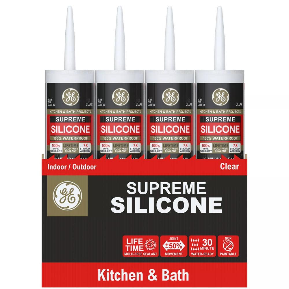 GE Supreme Silicone 10.1 oz. Clear Kitchen and Bath Caulk (12pk ...