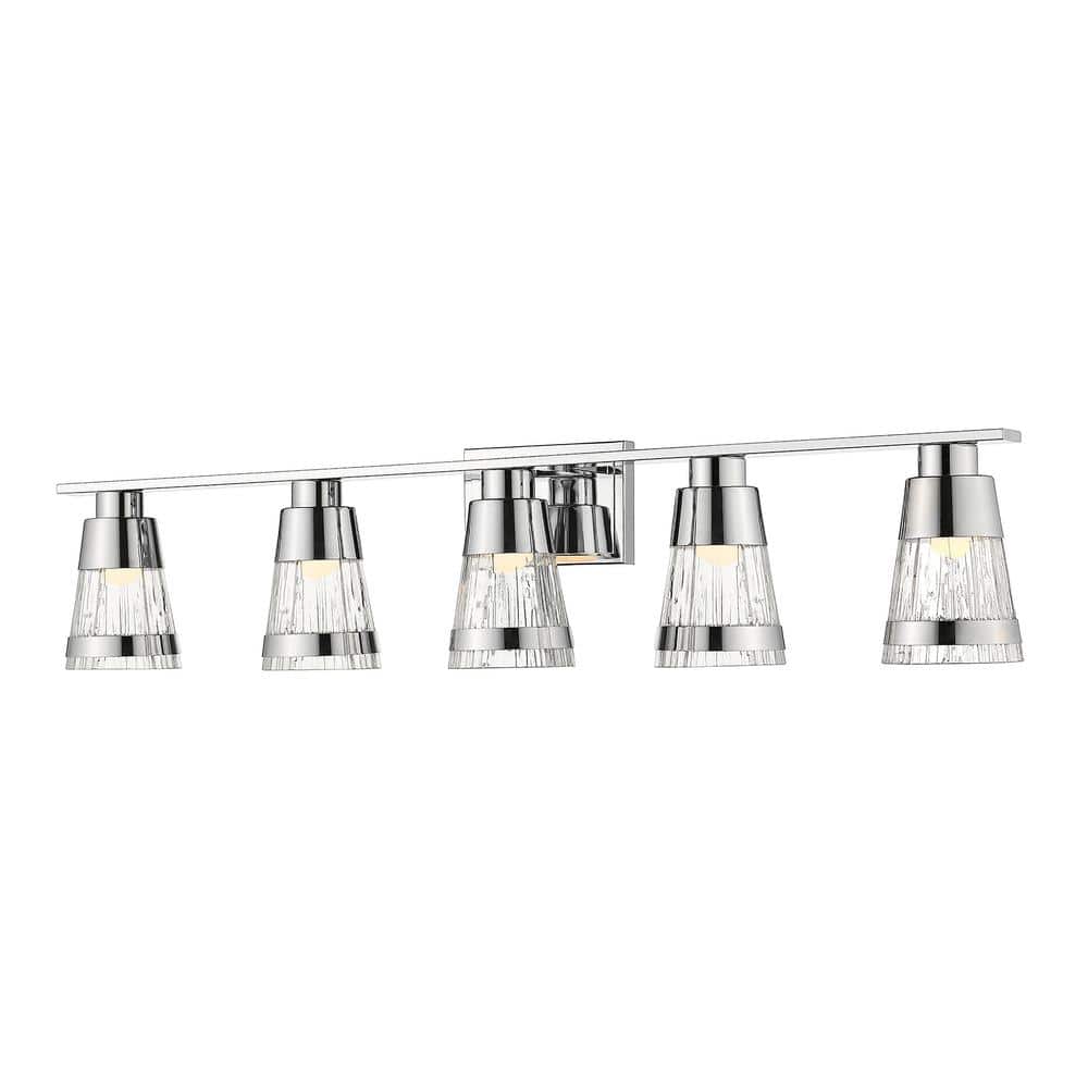 Ethos 40 in. 5-Light Chrome Integrated LED Shaded Vanity Light with ...