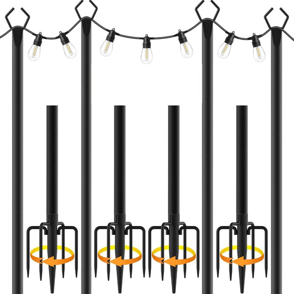 FAWEY TRED INC String Light Poles-4 Pack 10 ft. for Outside Hanging ...