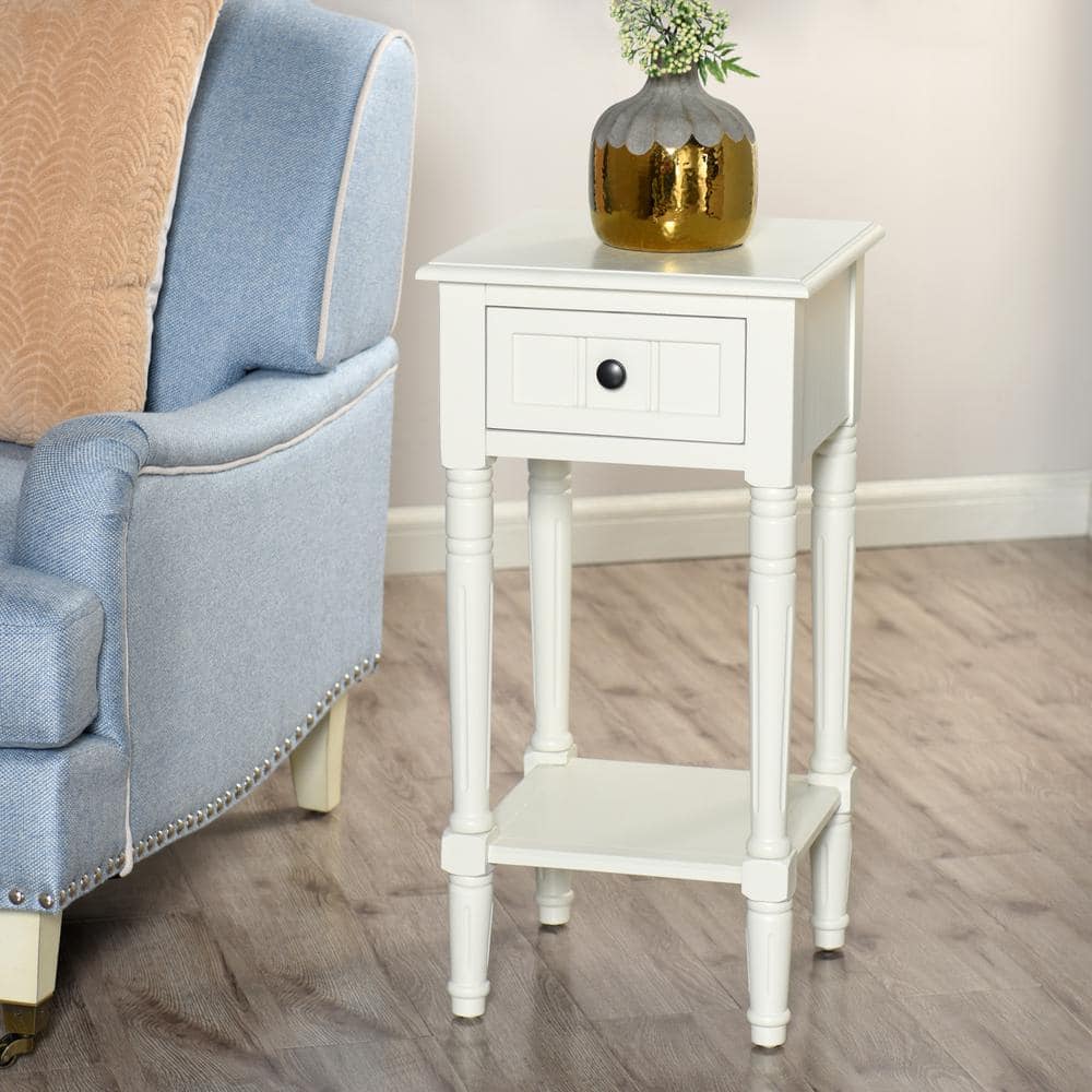 StyleCraft Hampton 14 in. Antique White MDF Square End Table AF102943DS ...