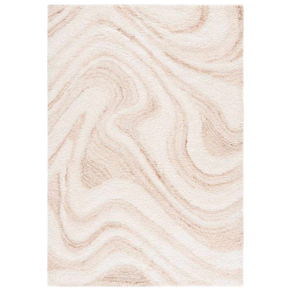 SAFAVIEH Vermont 4 ft. x 6 ft. Ivory/Beige Marble Swirl Area Rug ...