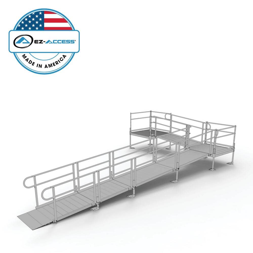 EZ-ACCESS PATHWAY 26 ft. L-Shaped Aluminum Wheelchair Ramp Kit with ...