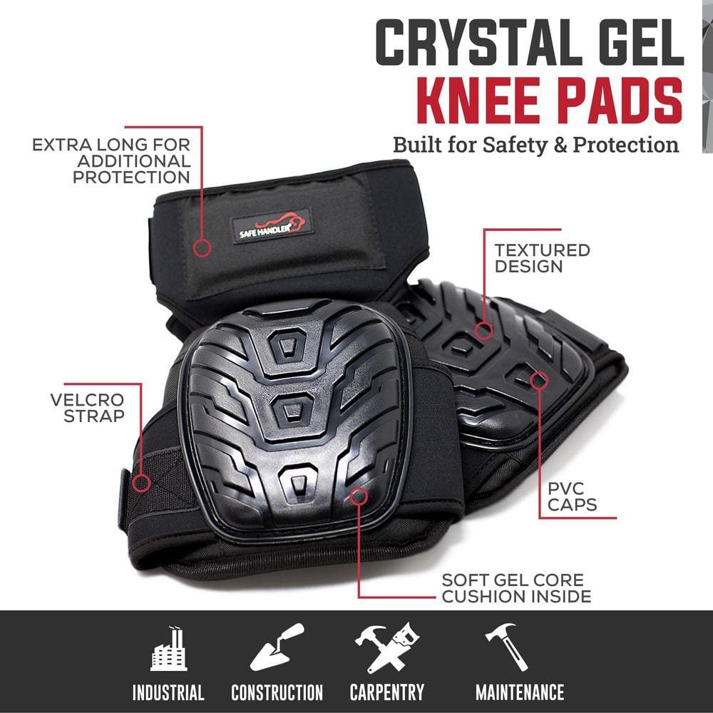 BISON LIFE Extra Long Crystal Gel Knee Pads with EVA Foam Cushion, Hard ...