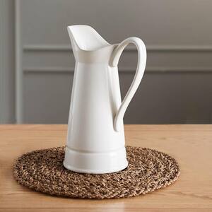 Genteel Charm White Ceramic Decorative Pitcher Vase 11132