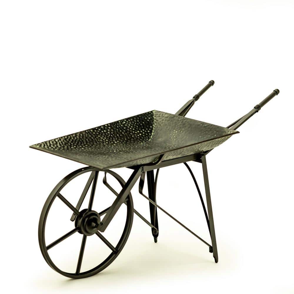 Zaer Ltd. 28 in. Tall Old Style Galvanized Wheelbarrow with Moving ...