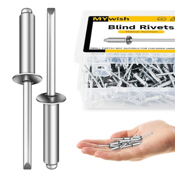 MYWISH 3/16 in. x 3/4 in. Aluminum Blind Pop Rivets (180-Pack) with ...