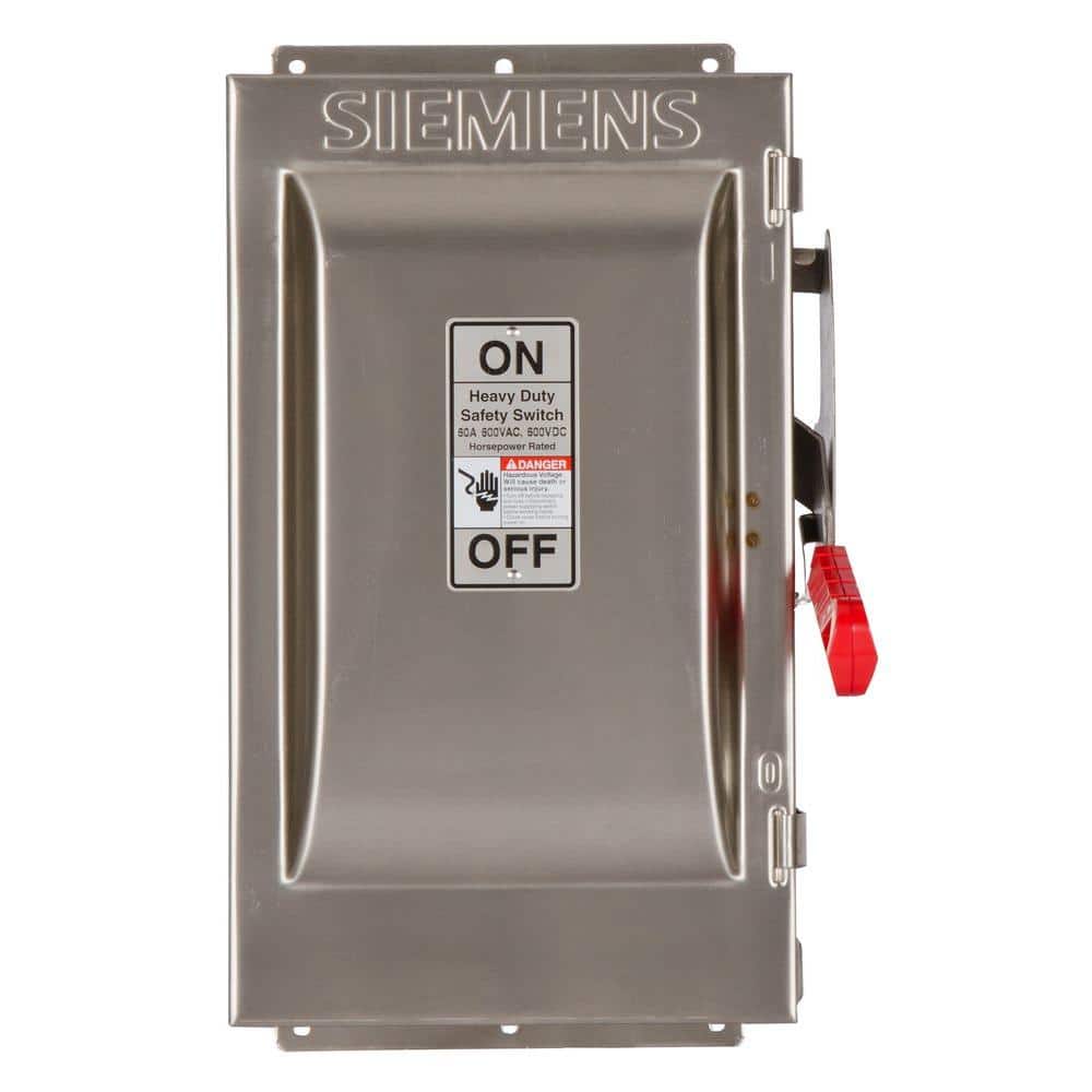 Siemens Heavy Duty 60 Amp 600-Volt 3-Pole Type 4X Non-Fusible Safety ...