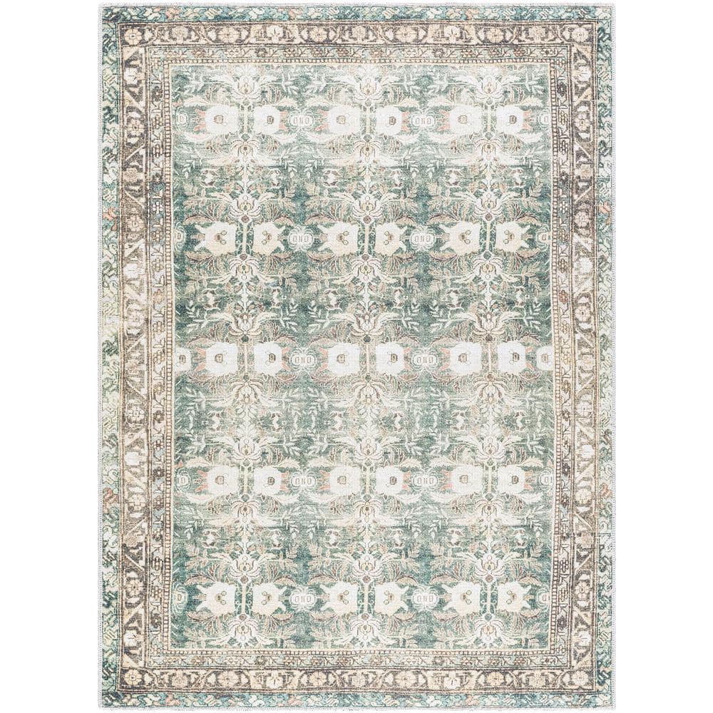 Livabliss Amelie Green 7 ft. x 10 ft. Machine-Washable Rug AML2396 ...