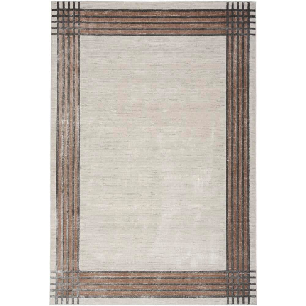 Nourison Desire Ivory Silver 6 ft. x 9 ft. Abstract Contemporary Area ...