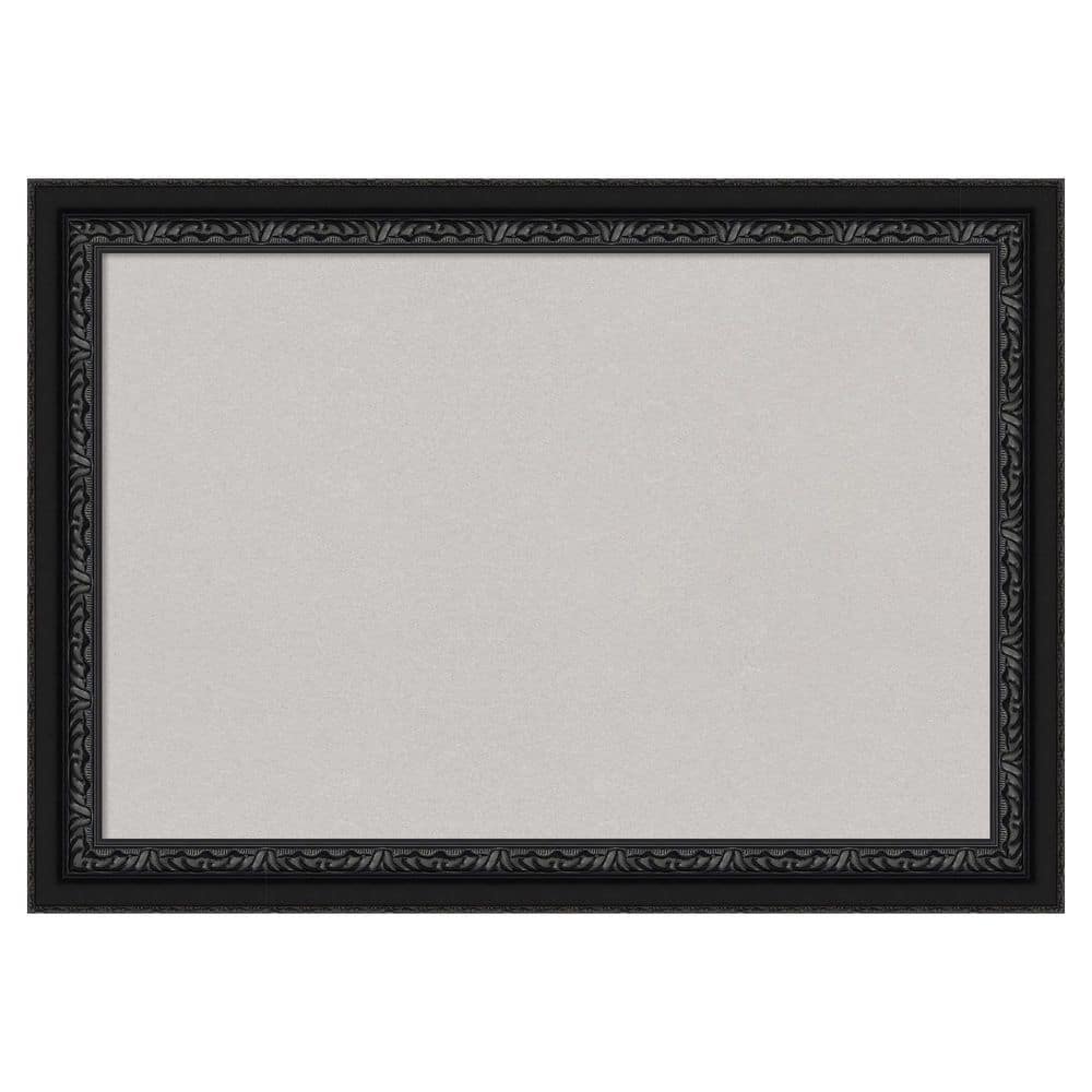 Amanti Art Downton Black 28 in. x 20 in. Wood Framed Grey Cork Memo ...