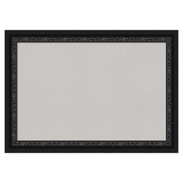 Amanti Art Downton Black 28 in. x 20 in. Wood Framed Grey Cork Memo ...