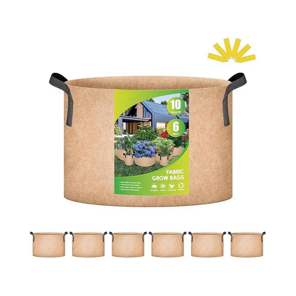 Oyezvary 10 Gallon Heavy Duty Fabric Plant Grow Bags Tan Nonwoven for ...