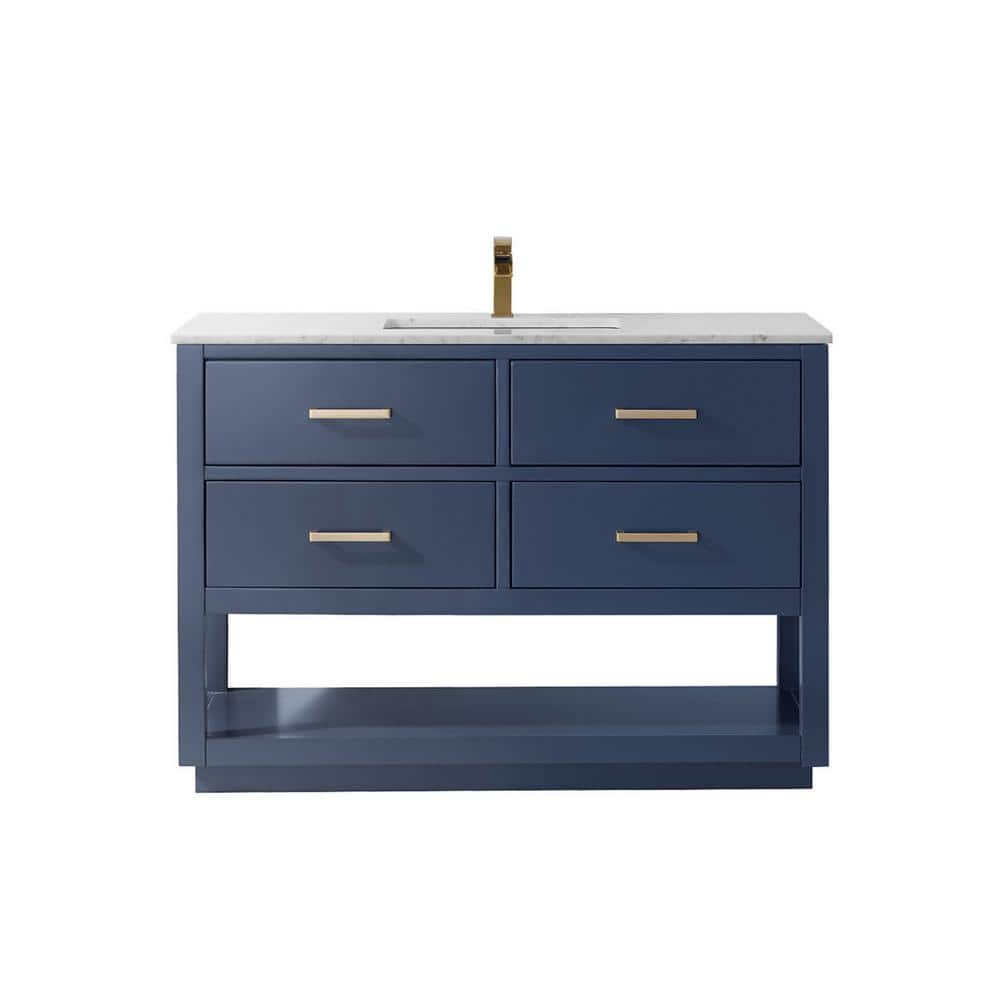 Altair Remi 48 in. Bath Vanity in Royal Blue with Carrara Marble Vanity ...