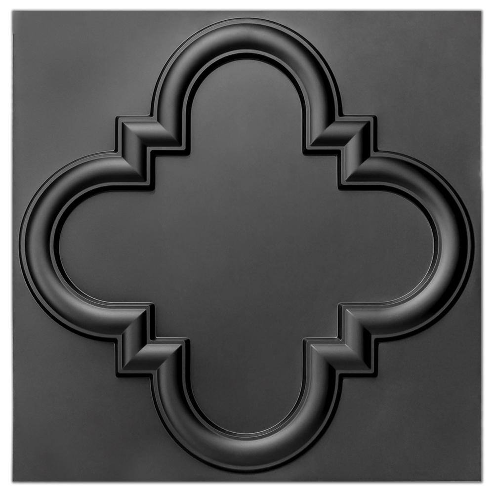 Art3dwallpanels Black 2 ft. x 2 ft. Decorative PVC Drop in Ceiling Tile ...