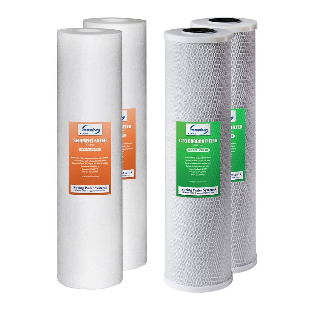 ISPRING 4.5 x 20 in. 2-Stage Whole House Water Filter Replacement Pack ...