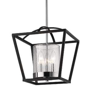 Golden Lighting Mercer 3-Light Matte Black Mini Chandelier with Matte ...