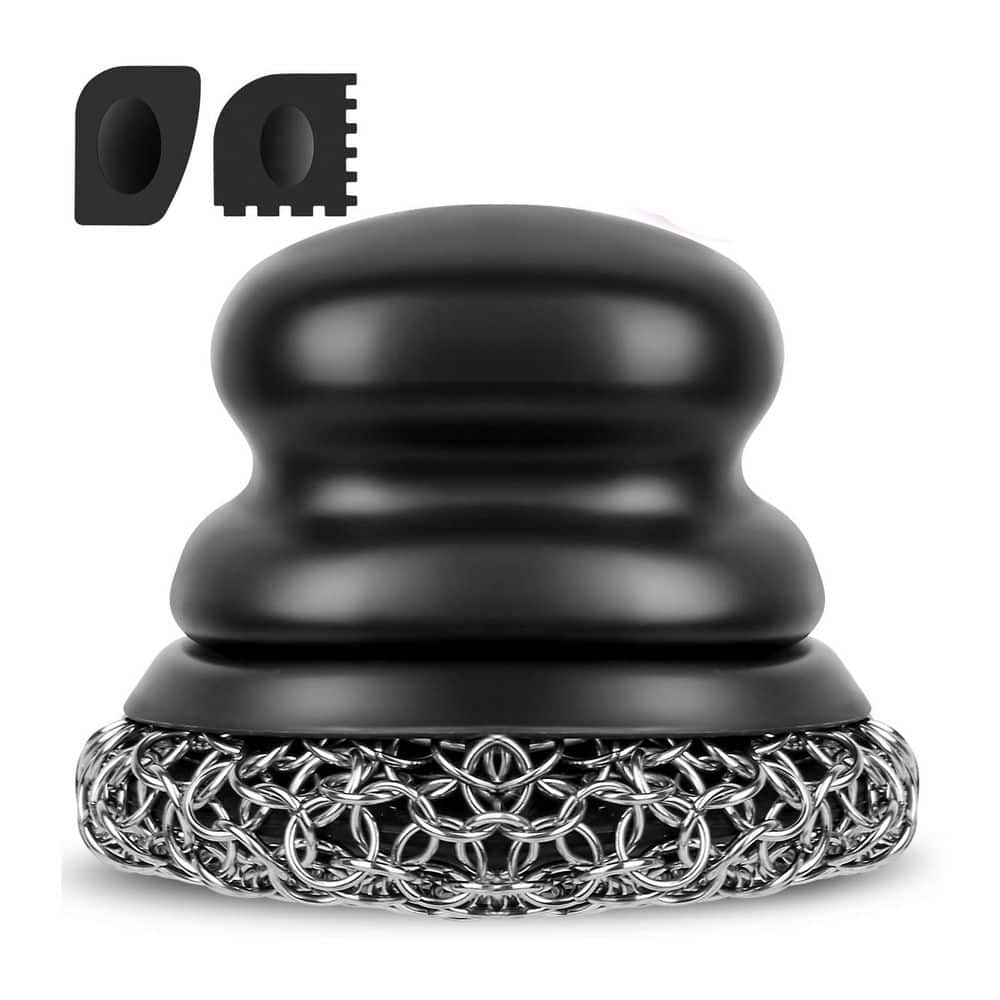 2.36 in Black Kitchen Tools Cast Iron Chainmail Scrubber and Scraper ...