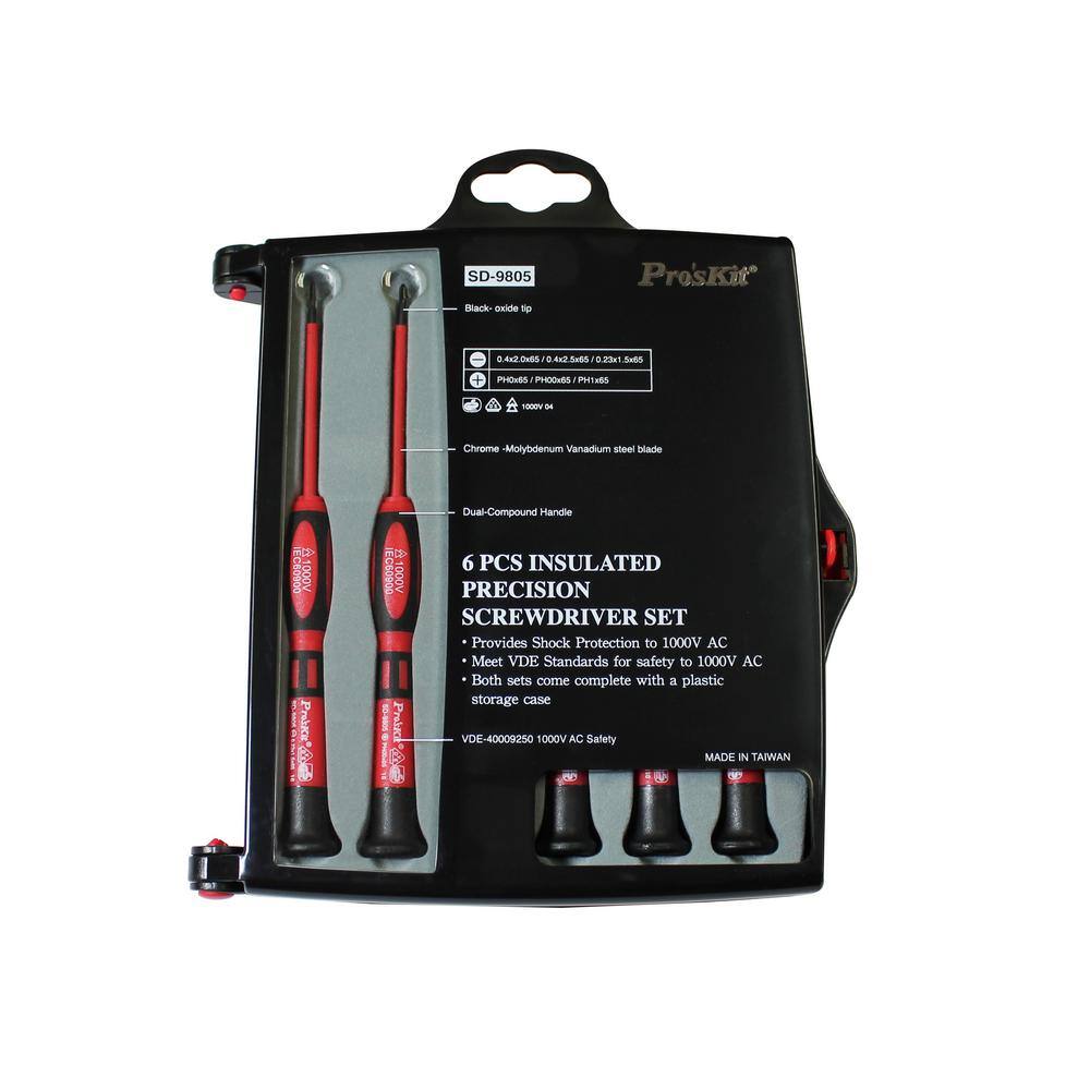 Pro'sKit Insulated Precision Screwdriver Set (6-Piece) 902-099