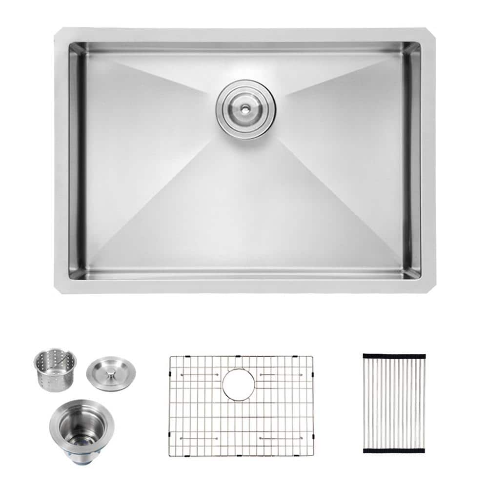 RAINLEX 26 in. L x 18 in. W Undermount Single Bowl 16-Gauge Stainless ...