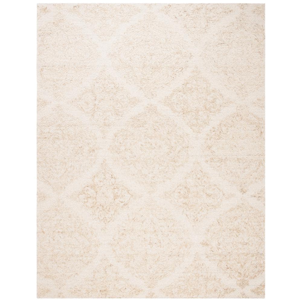 SAFAVIEH Abstract Ivory/Beige 9 ft. x 12 ft. Floral Damask Area Rug ...