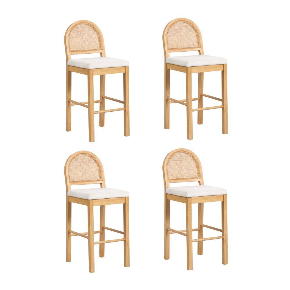 Nathan James Bailey 29 in. Upholstered Boucle Rattan and Wood Bar ...