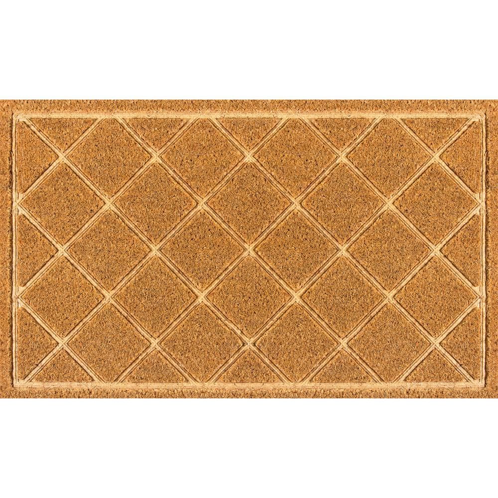 StyleWell Welcome Diamond Natural 18 in. x 30 in. Coir Non-Slip Outdoor ...