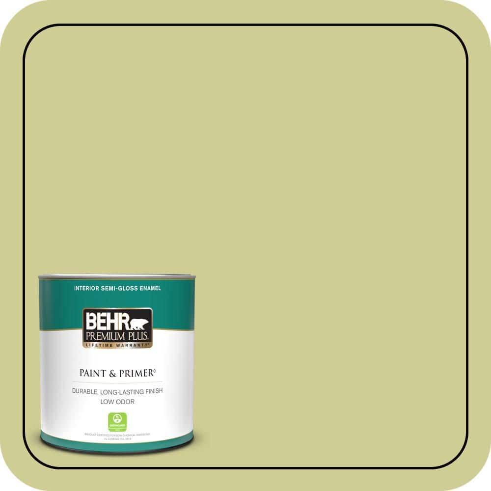 BEHR PREMIUM PLUS 1 qt. #M340-4 Wasabi Semi-Gloss Enamel Low Odor ...
