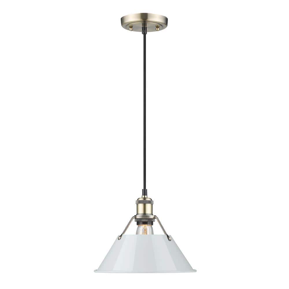 Golden Lighting Orwell 100-Watt 1-Light Aged Brass and Dusky Blue ...