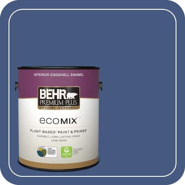 BEHR PREMIUM PLUS 1 gal. #M540-7 Optimum Blue Eggshell Enamel EcoMix ...