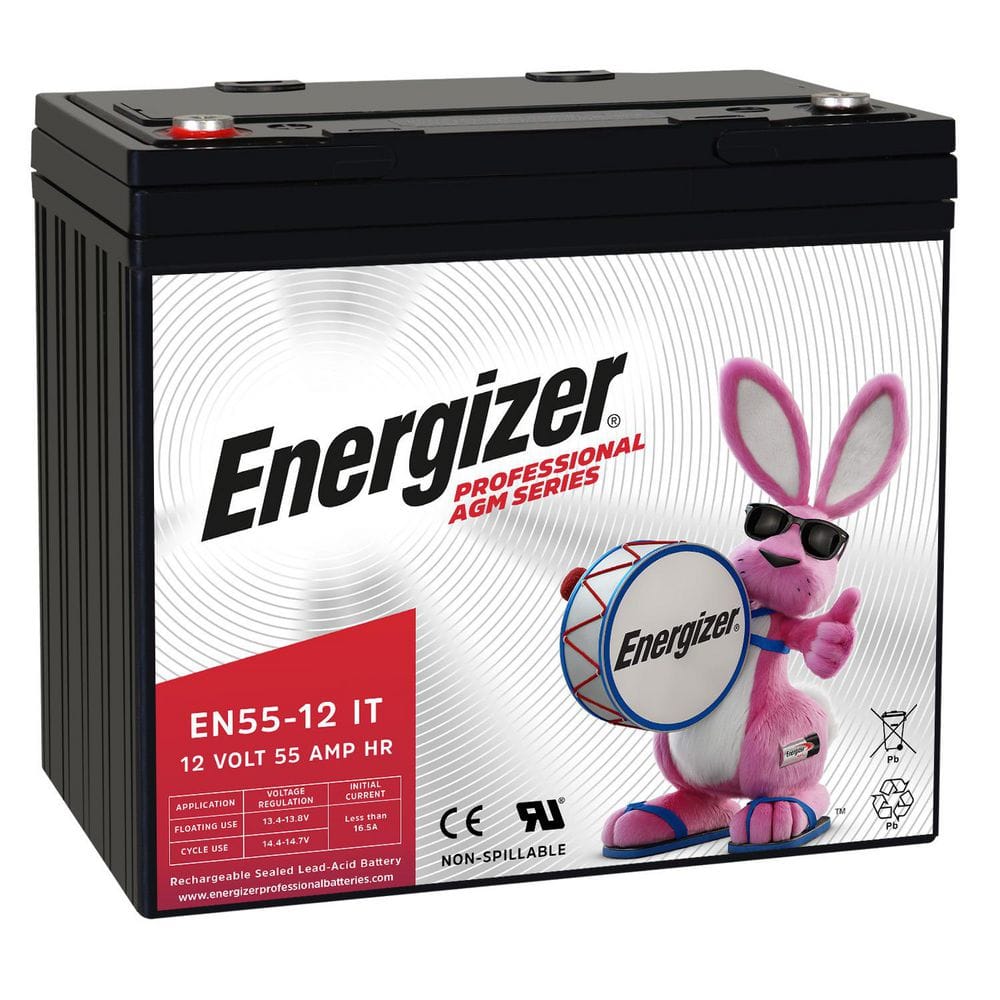 Energizer Energizer EN55-12IT, 12 Volt 55 Amp Hr, Long Lasting Sealed Lead Acid AGM Rechargeable ...