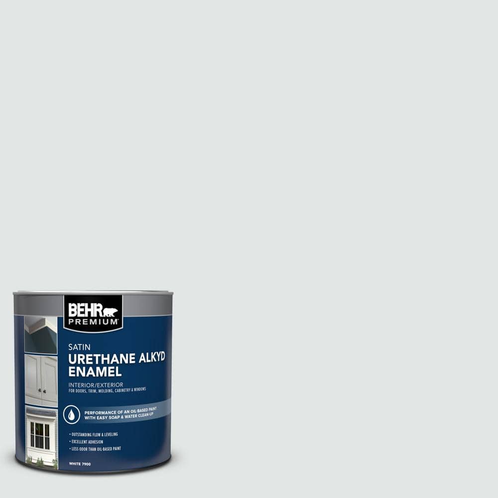 BEHR PREMIUM 1 qt. #BL-W02 Ice Sculpture Satin Enamel Urethane Alkyd ...