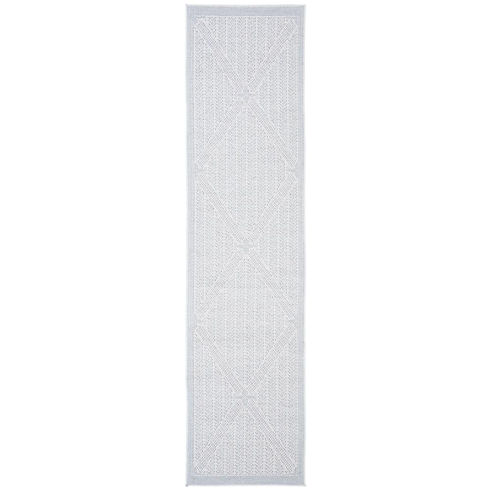 SAFAVIEH Bermuda Light Blue/Ivory 2 ft. x 10 ft. Oversized Diamond ...