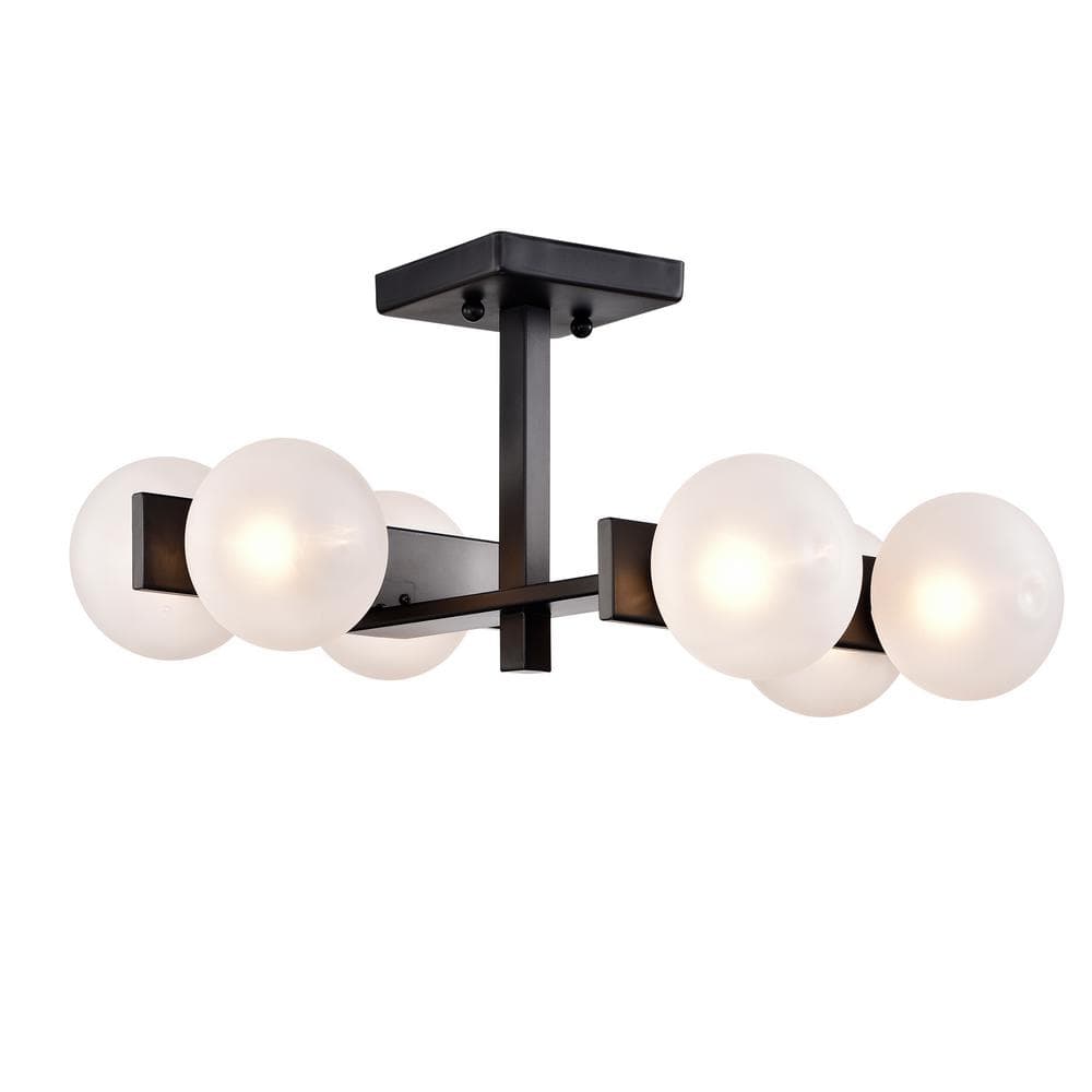 Warehouse of Tiffany Carly 15 in. 6-Light Indoor Matte Black Semi-Flush ...