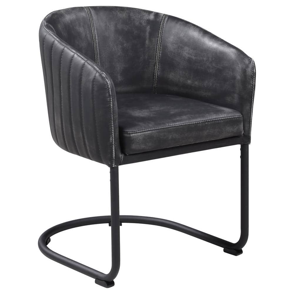 Coaster Banner Anthracite and Matte Black Faux Leather Dining Chair ...