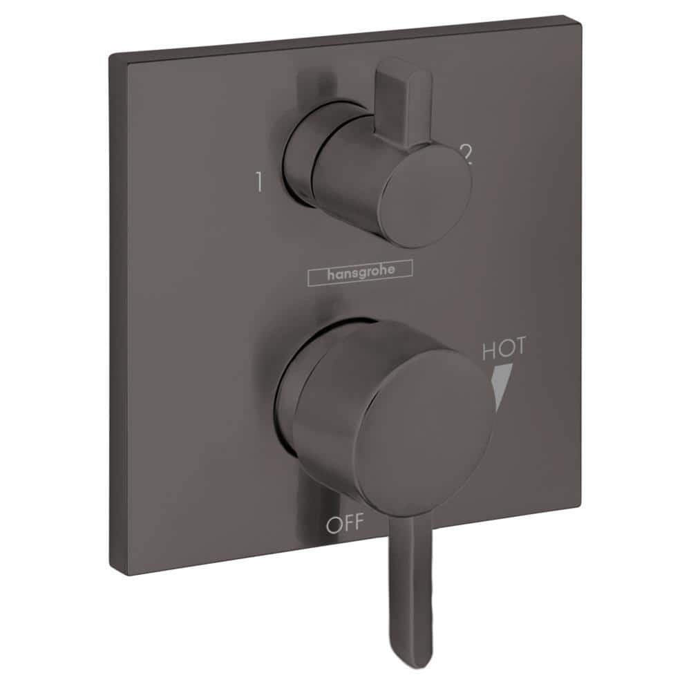 Hansgrohe Ecostat 2-Handle Wall Mount Shower Trim Kit in Brushed Black ...