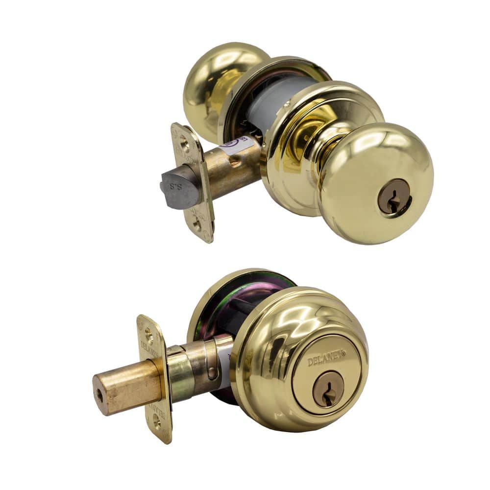 DELANEY HARDWARE Bright Brass Grade 2 Aubryn Combo Door Knob 318523 delaney-hardware-bright-brass-grade-2-aubryn-combo-door-knob-318523