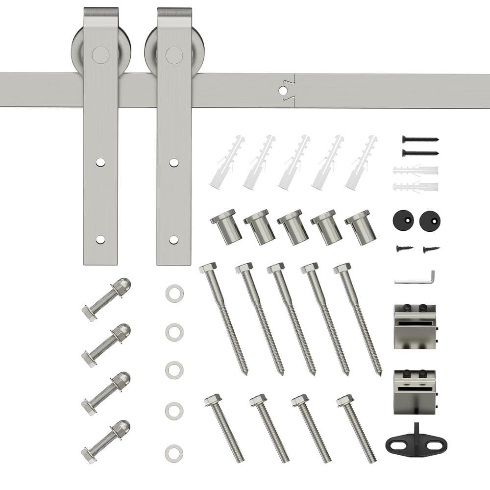 Movisa Barn Door Track 6.6 ft. J Type Nickel Double Track Combination ...