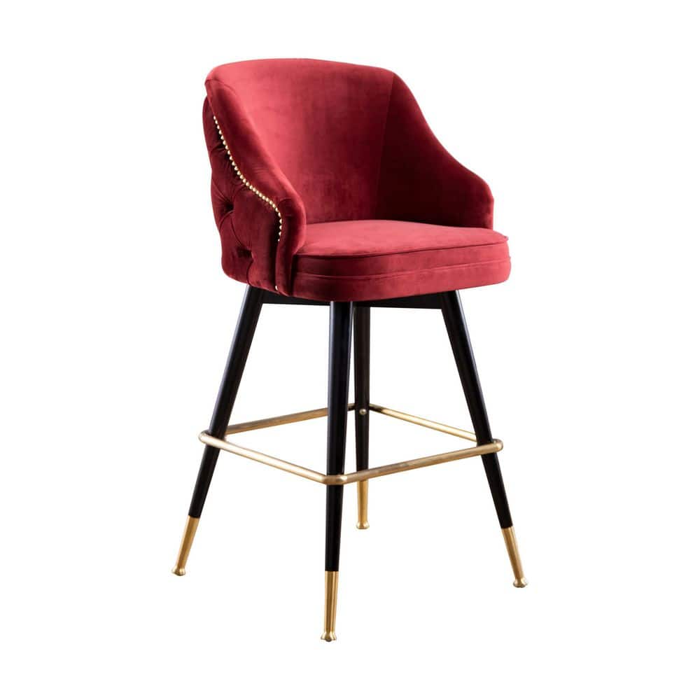 Eva Burgundy Tufted Back Bar Stool BR-B02030-BUR - The Home Depot