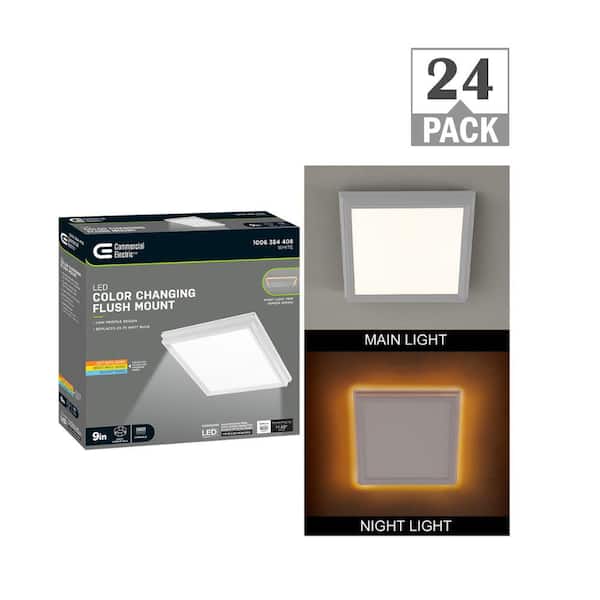 Commercial Electric Low Profile 9 in. White Square LED Flush Mount with ...