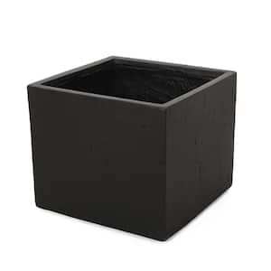 PotteryPots Block L Large 20 in. Tall Black Fiberstone Indoor Outdoor ...