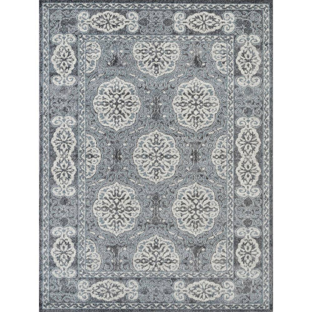 Amer Rugs Alexandria 9 x 12 Steel Blue Bordered Pattern Area Rug for ...