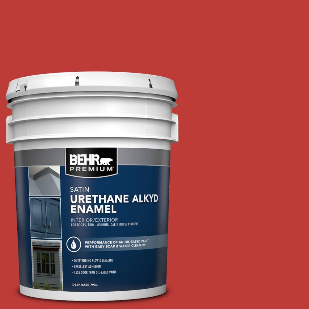 BEHR PREMIUM 5 gal. #P150-7 Flirt Alert Urethane Alkyd Satin Enamel ...
