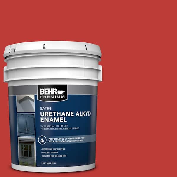 BEHR PREMIUM 5 gal. #P150-7 Flirt Alert Urethane Alkyd Satin Enamel ...
