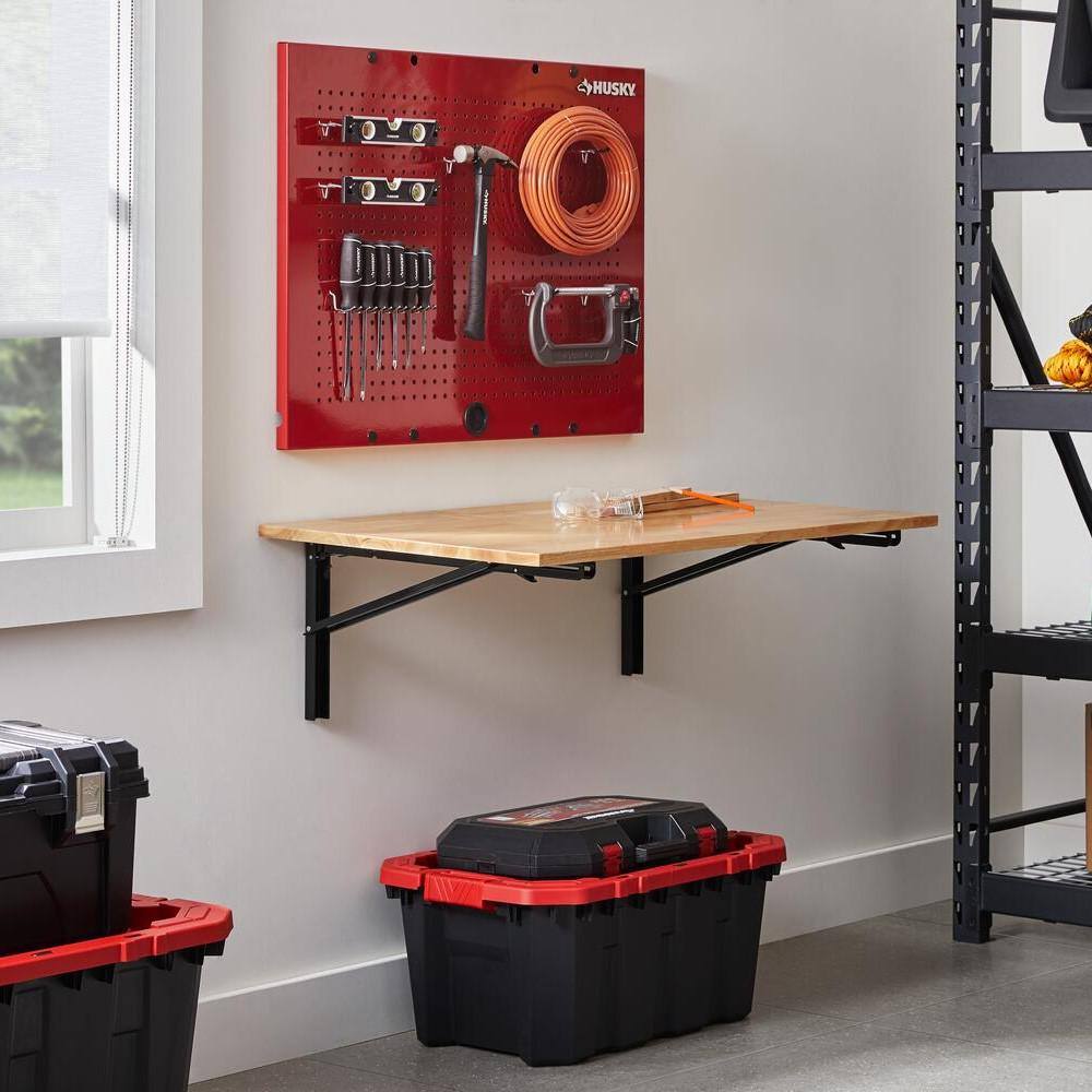 41 in. Folding Wood Top Wall Mounted Workbench Die besten Deals und ...