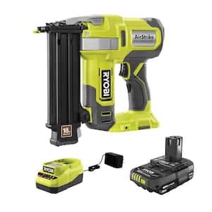 RYOBI ONE+ 18V 18-Gauge Cordless AirStrike Brad Nailer Kit with 2.0 Ah ...